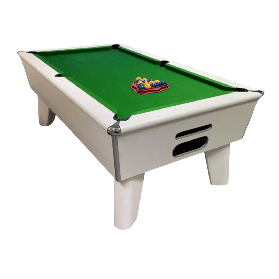 Optima Classic 7ft Pool Table - White with Green Cloth – The Yorkshire ...