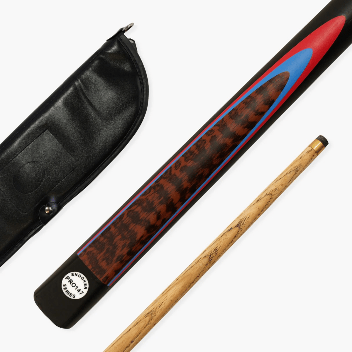 PRO147 Snakewood 57 Inch 3 Piece Snooker Pool Cue & Case Set 9.5mm Tip ...